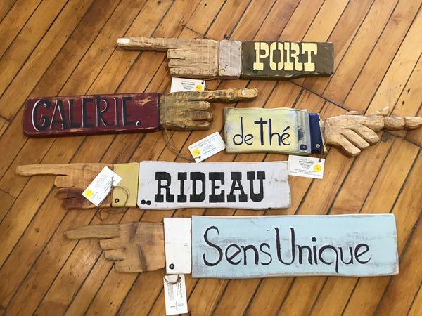 Long Wooden Pointing hand sign – Martello Alley